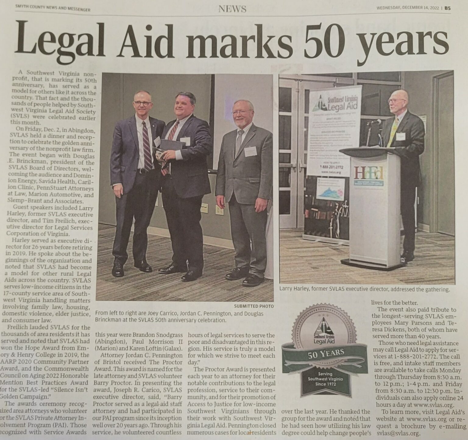 50th Anniversary - Southwest Virginia Legal Aid Society