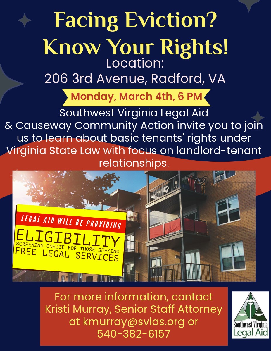 Facing Eviction? Know Your Rights! - Southwest Virginia Legal Aid Society